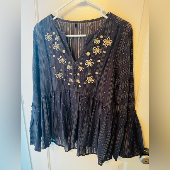 Tops | Cotton Flower Pattern Blouse | Poshmark
